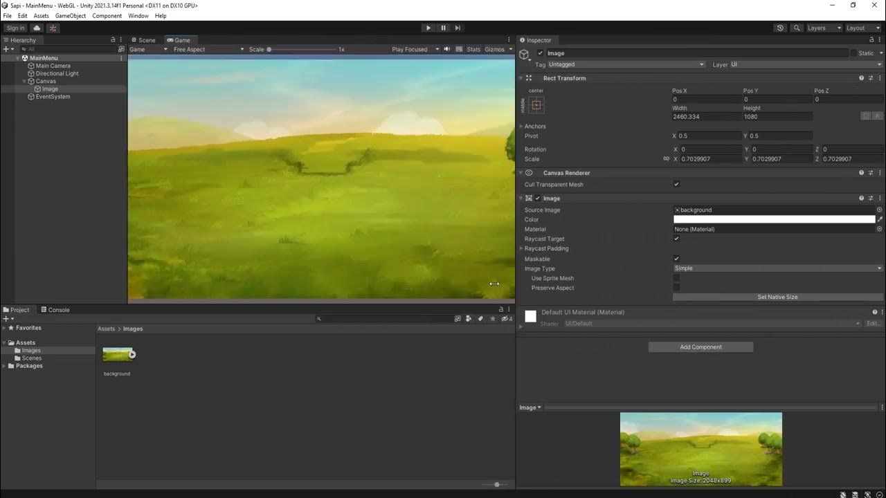 Tutorial pemula bikin game 2D dengan menggunakan Unity - Menambahkan background dan build WebGL ...