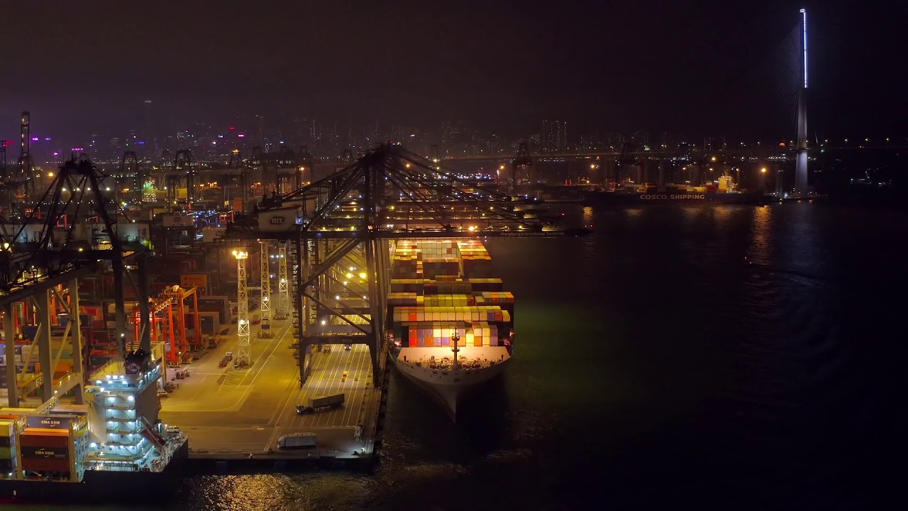 Port Container Terminal at Night - YouTube