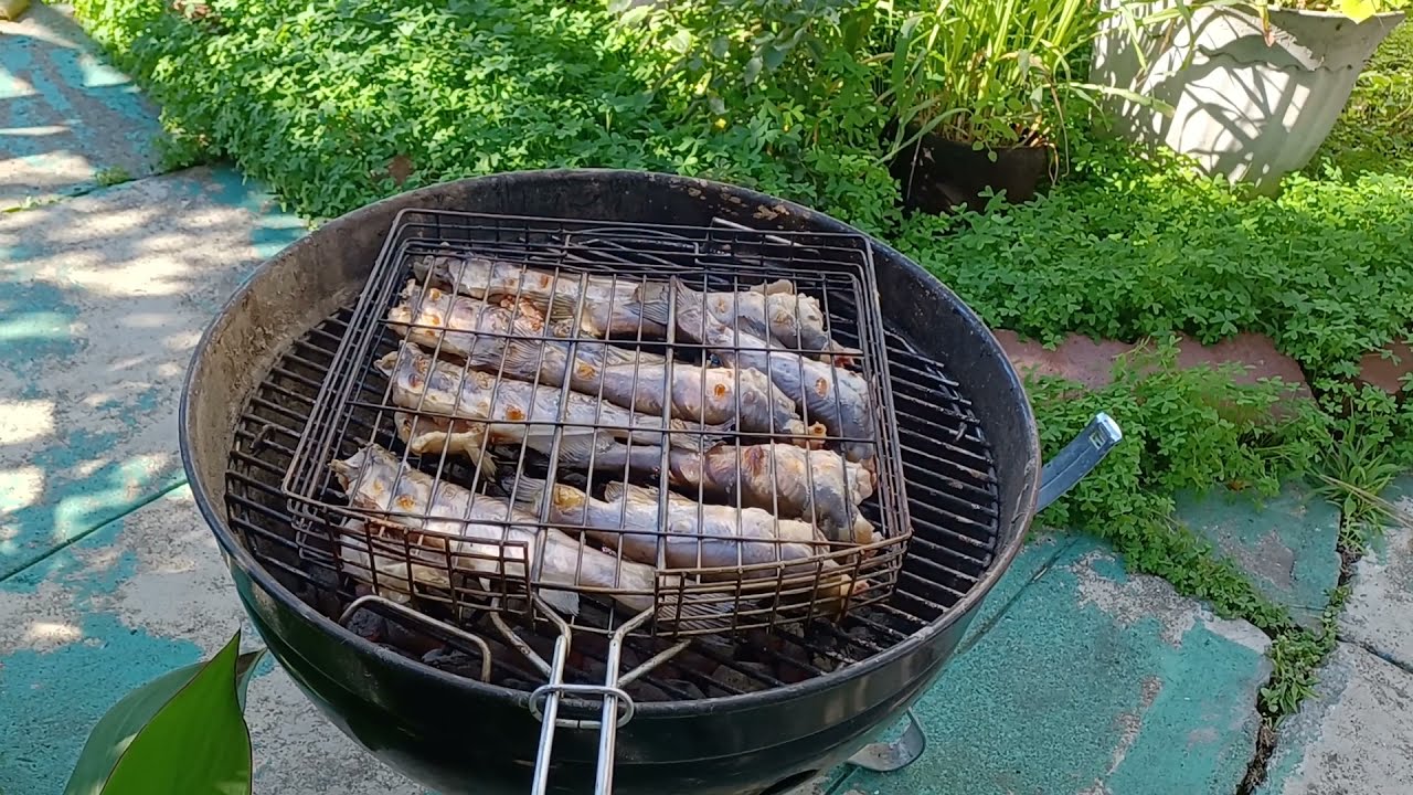 Catfish charcoal grill with spicy fish sauce for lunch. - YouTube
