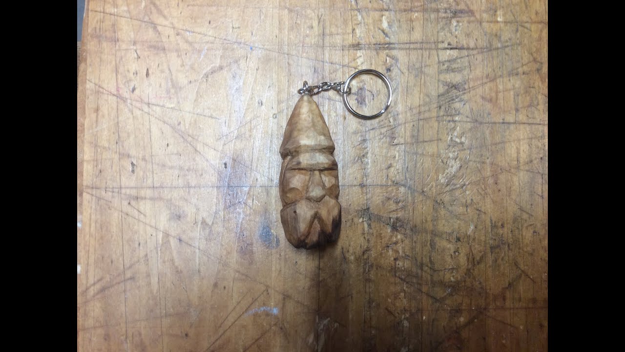 Wood spirit key chain - YouTube