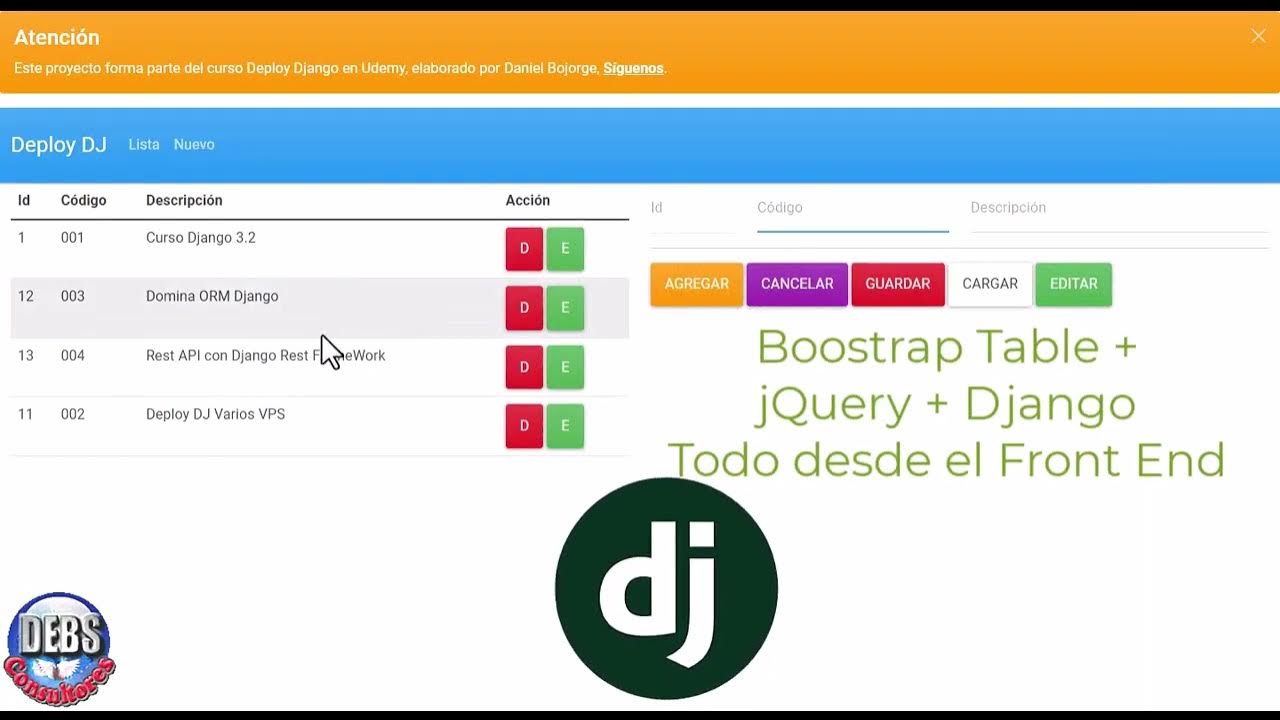 📢 Próximo Curso: 🚀 CRUD Tabla HTML con jQuery y Django 🐍 - YouTube