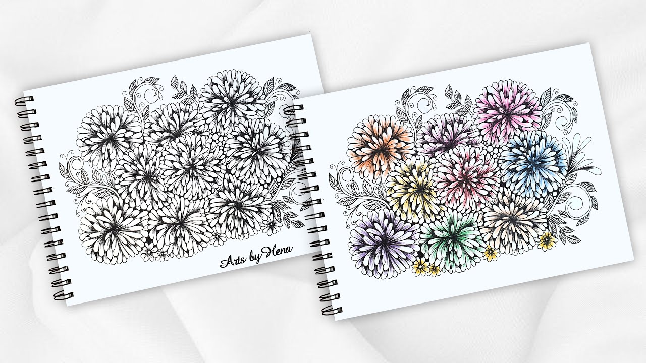 Beautiful Colorful Zentangle Design || Zentangle Patterns || Zen-Doodle ...