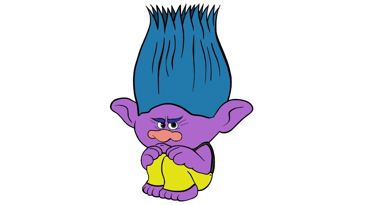 Trolls cartoon character drawing for kids | Trolls Aspen cartoon | Draw ...