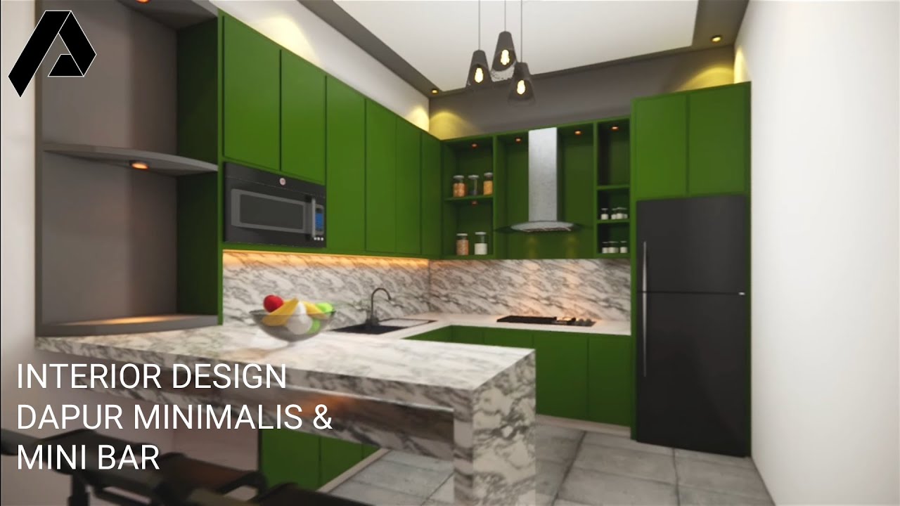 DESAIN DAPUR MINIMALIS UKURAN 3m x 3,5m DENGAN MINI BAR | DESAIN ...
