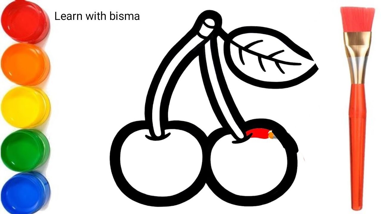 How to Draw cherry drawing drawing, Painting and Coloring for Kids ...