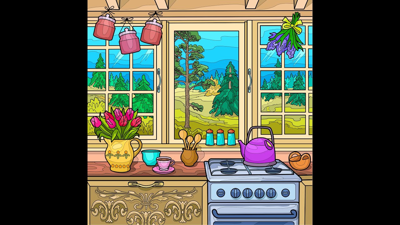 Hey Color Paint by Numbers app Color with me Country Kitchen #relax # ...