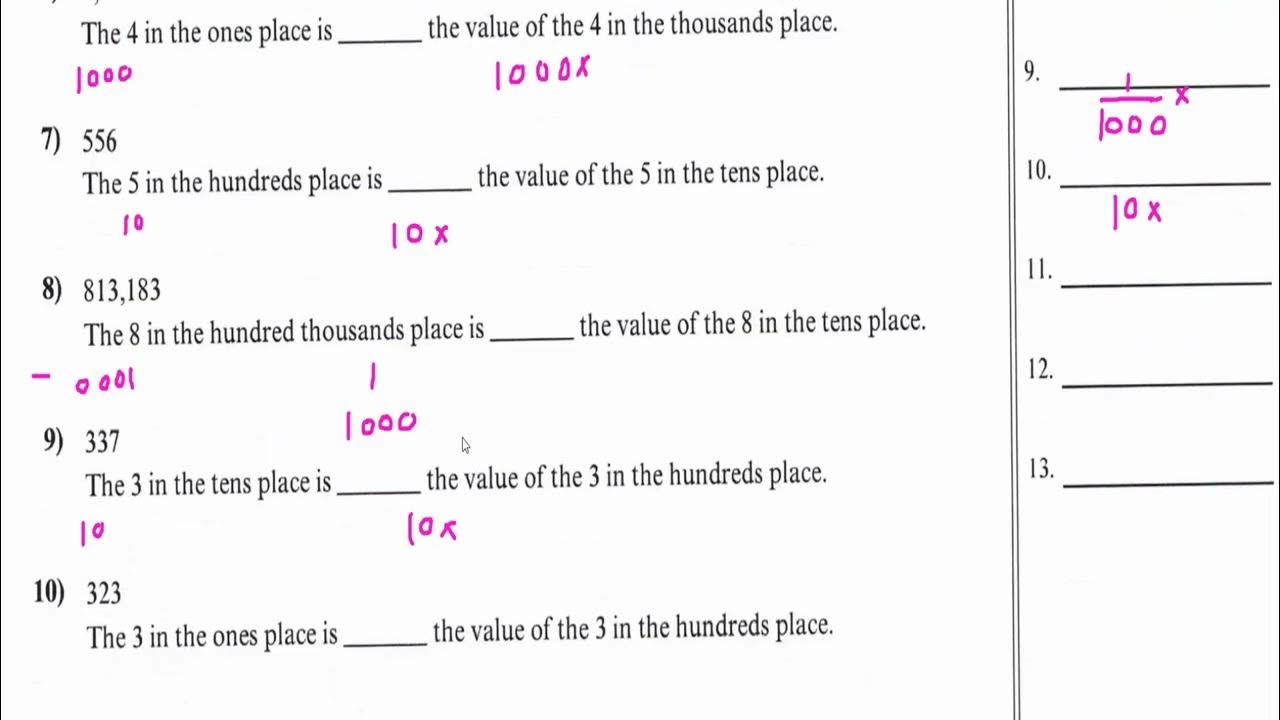 4th Grade Math - Classwork - 20 - Examining Whole Number Digit Place ...