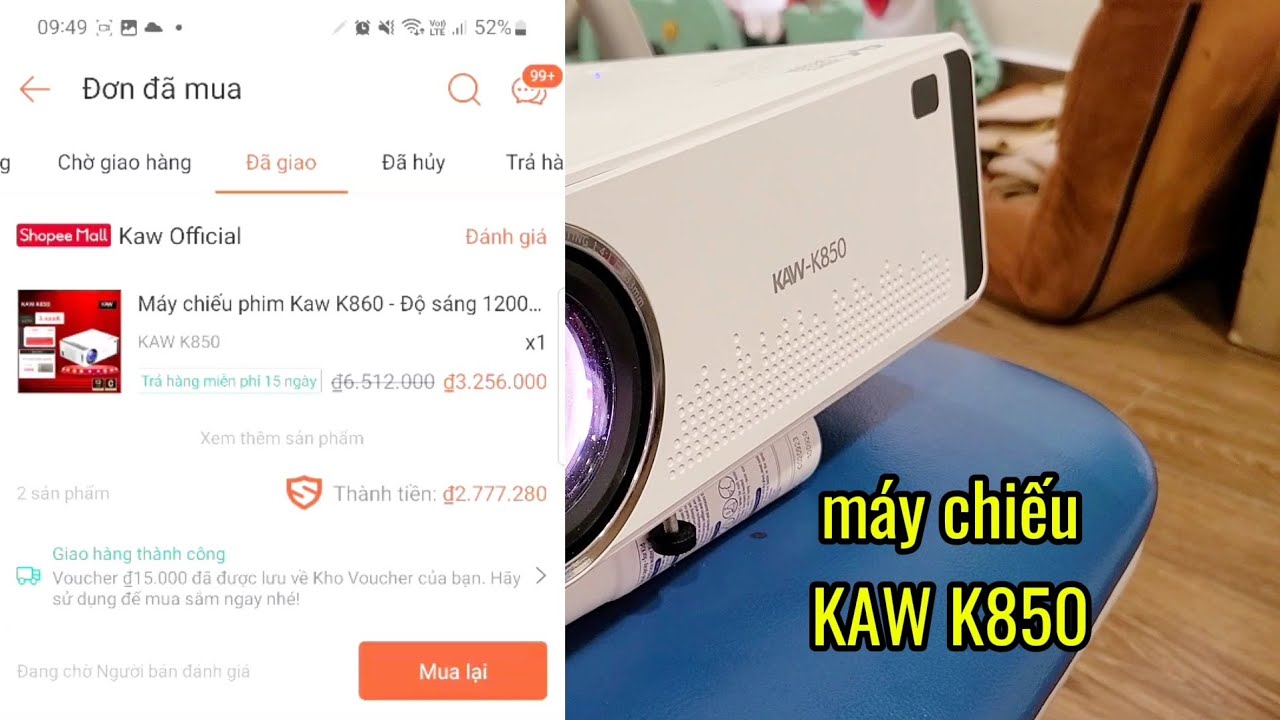 Review nhanh máy chiếu mini Kaw K850 Android giá hơn 2 triệu đồng - YouTube