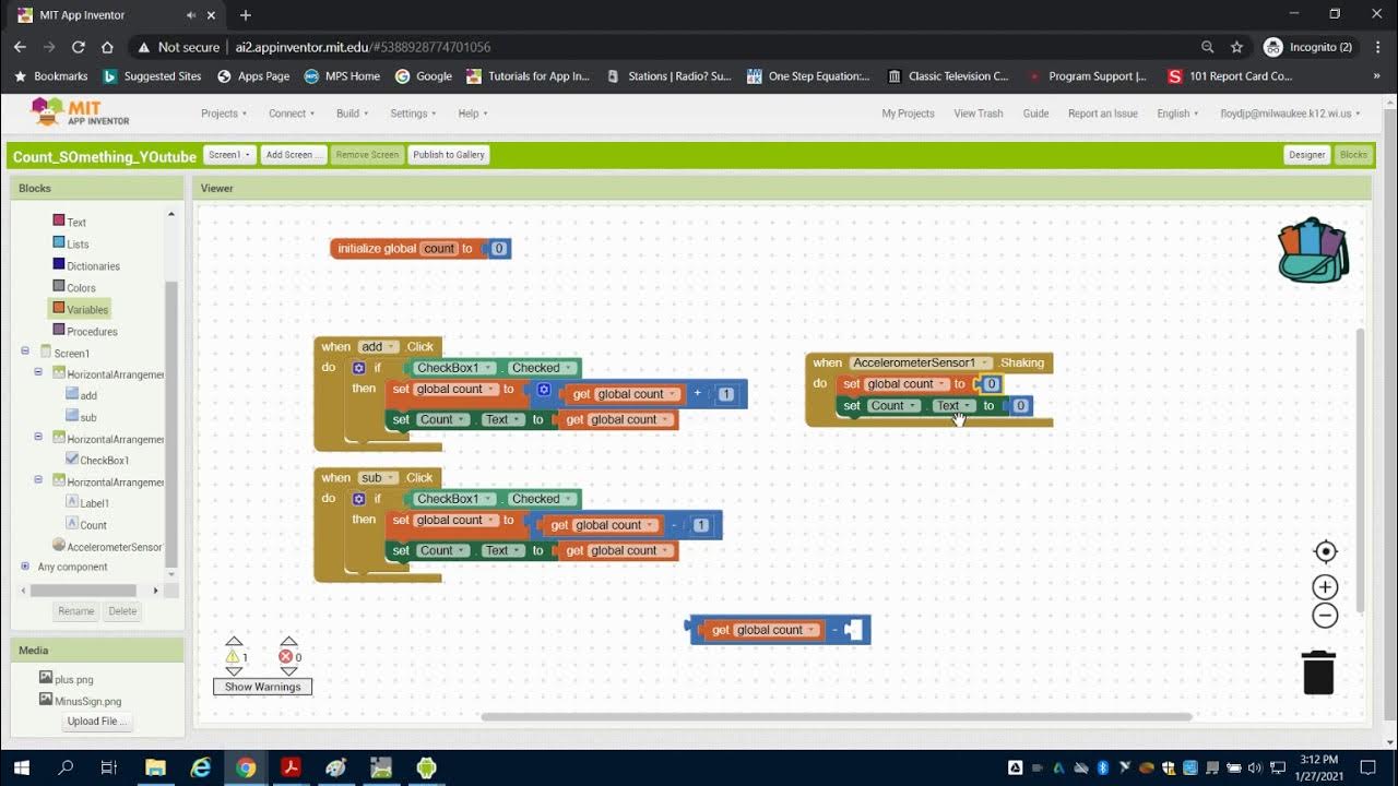 Count Something Creating an Algorithm using Variables in MIT APP ...
