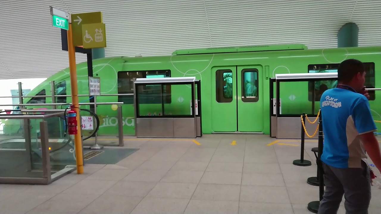 Ride on Sentosa Express Orange train from Sentosa Station to Imbiah ...