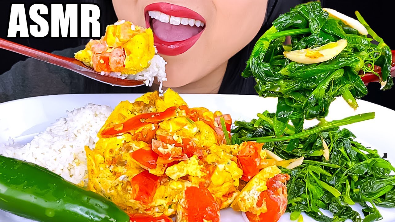 ASMR EGGS & PEA LEAVES MUKANG | Eating Show | ASMR Phan - YouTube