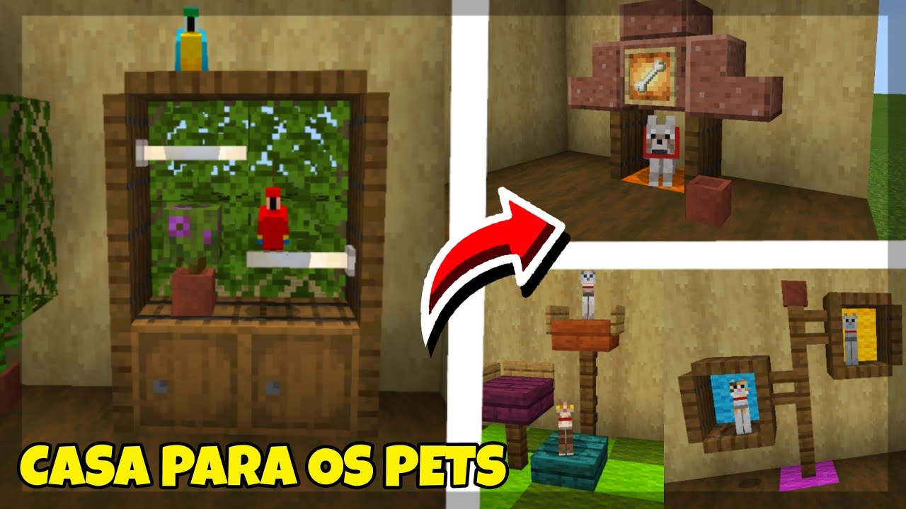 Como fazer lugares para seus pets ficarem no Minecraft! 🏠🐶 (sem mods ...