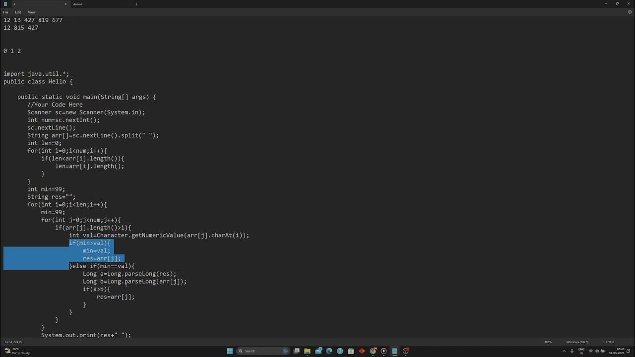 SkillRack-Daily Challenge - Smallest Digit at each Position Program Id: 8461) 31-03-23 (JAVA ...