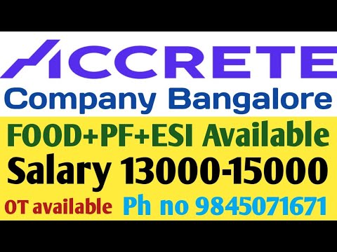 Accret company Bangalore Bidadi Industrial area,10th pass,10th fail,8 ...