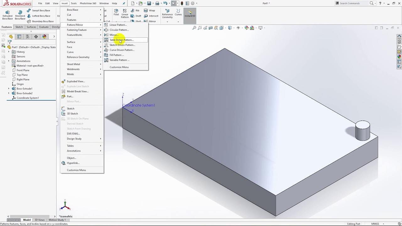Sử dụng lệnh Table driven patern trong Solidworks - YouTube