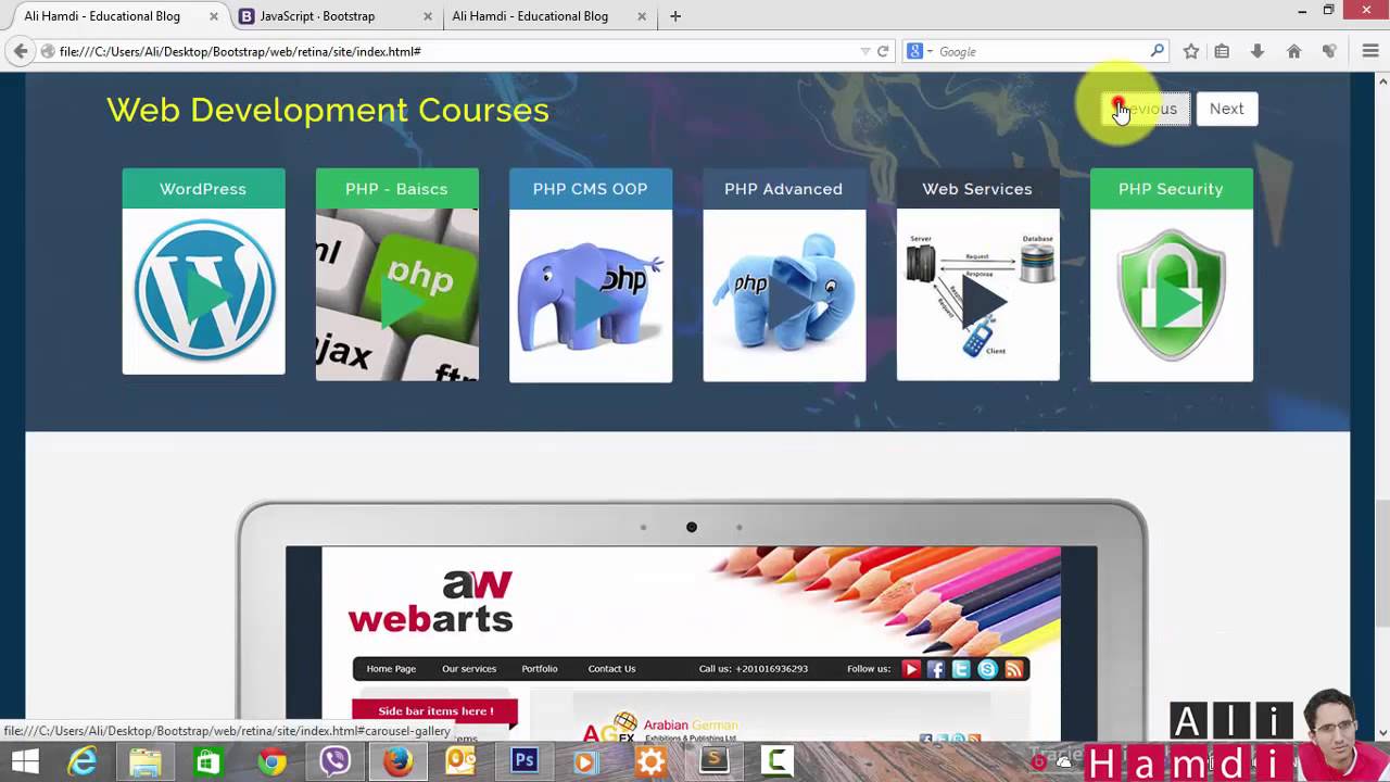 23 Bootstrap Html Css Web Development Carousel كتابة الكود هيدر الصفحة Youtube