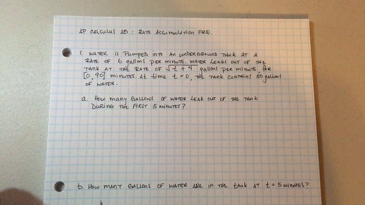 AP Calculus AB: Rate Accumulation FRQ - YouTube