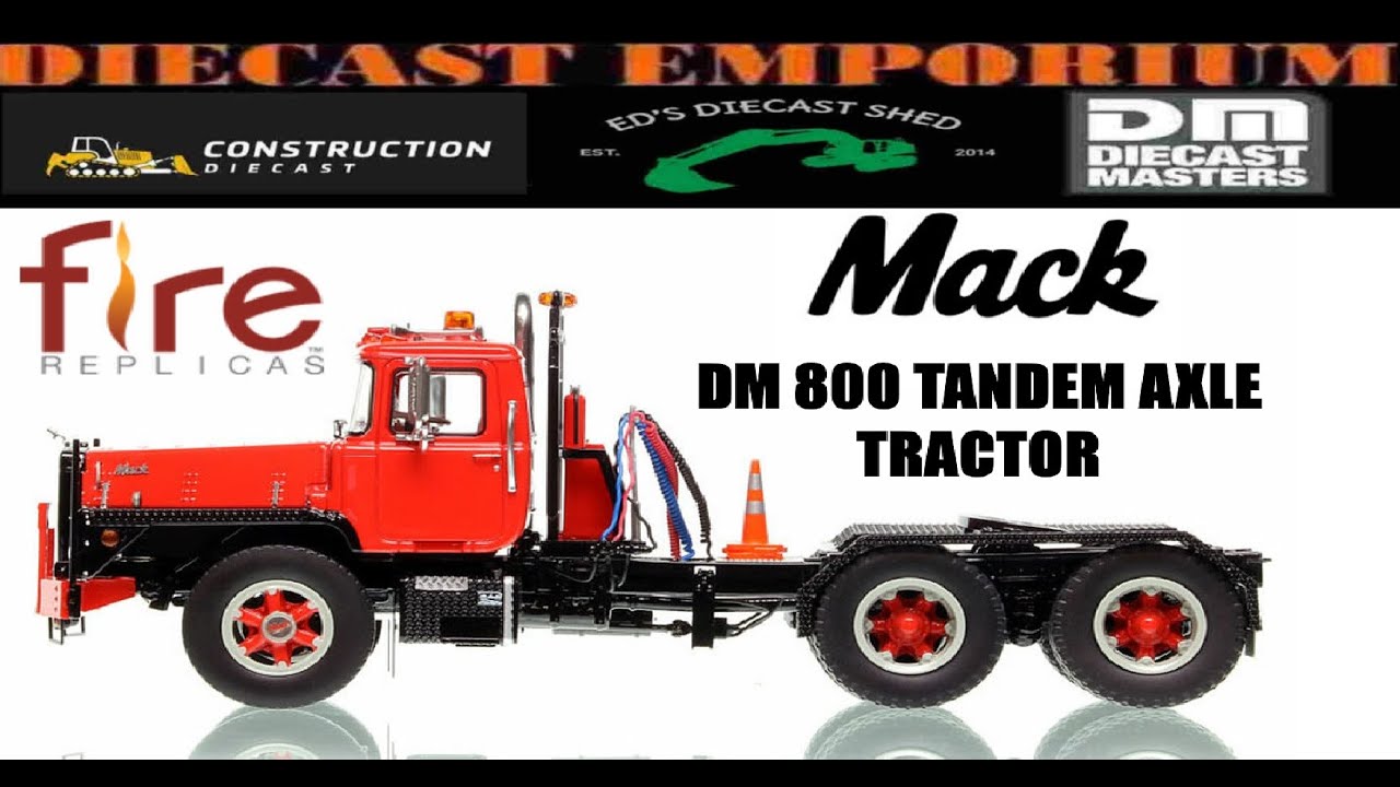 1:50 Scale Fire Replicas Mack DM 800 Tandem Axle Tractor in Red over ...