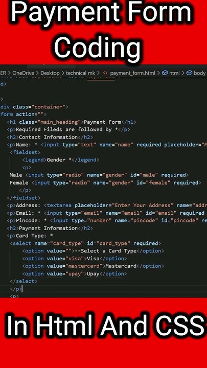 Payment Form Coding // How to create payment form #shorts #youtubeshorts #coding #html #css ...