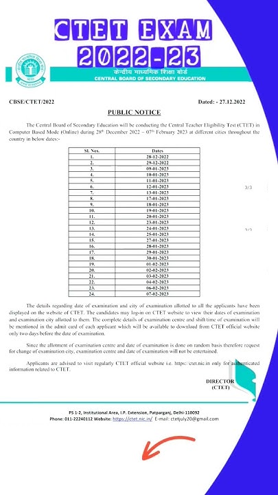 CTET Official Exam Schedule | Ctet Exam Date 2022-23 #ctet #ctet2023 # ...