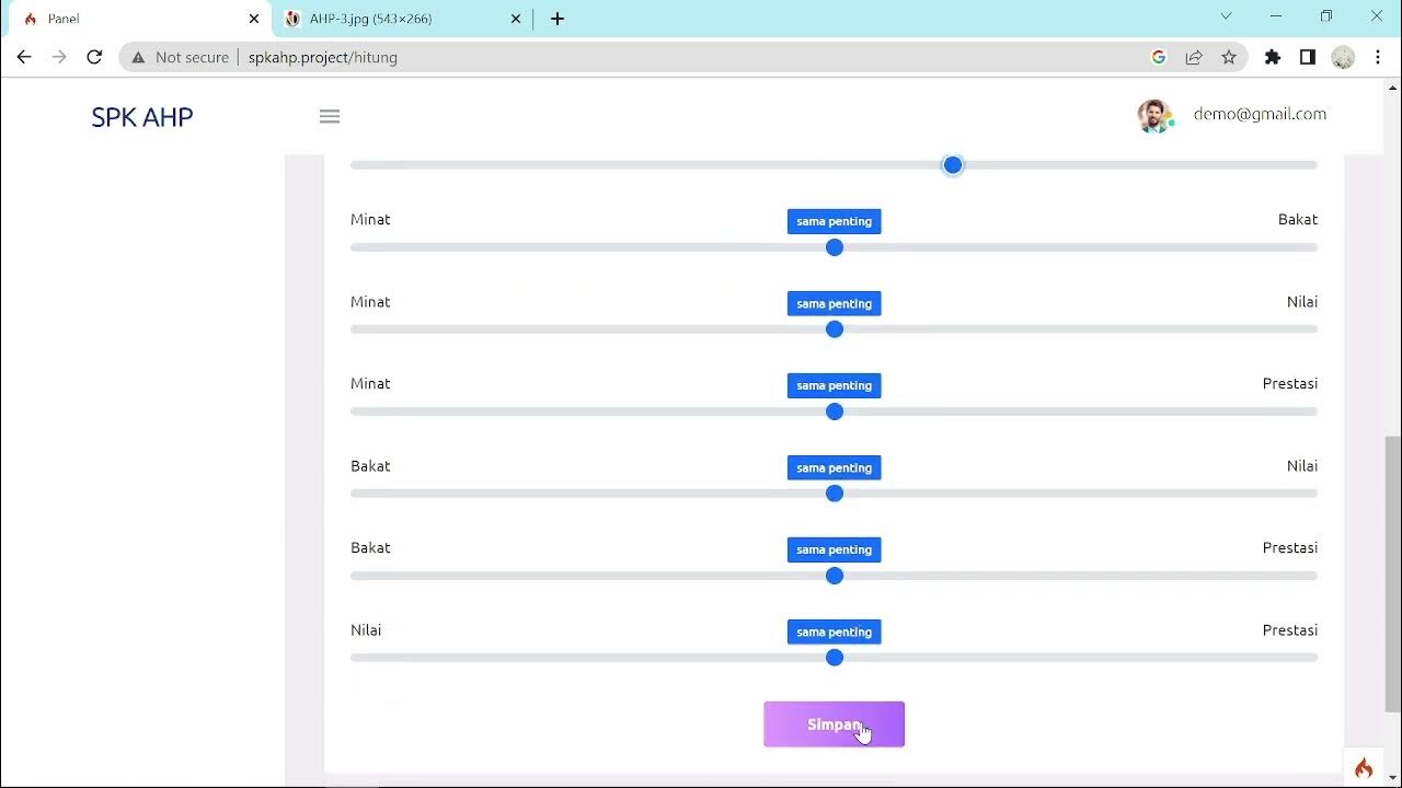 Source Code SPK Pemilihan Jurusan Metode AHP Codeigniter 4 (Kriteria, Sub Kriteria dan ...