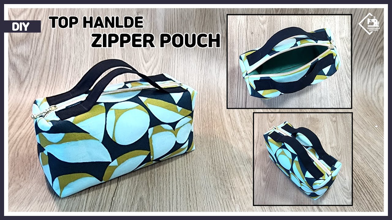 DIY Top Handle Zipper Pouch / square shape pouch / sewing tutorial ...