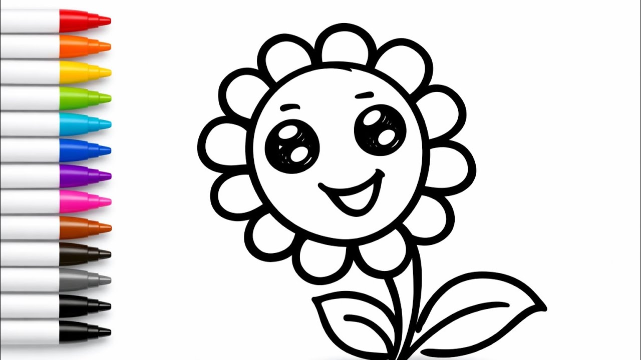 How to Draw a Smiling Flower | Simple Drawing - YouTube