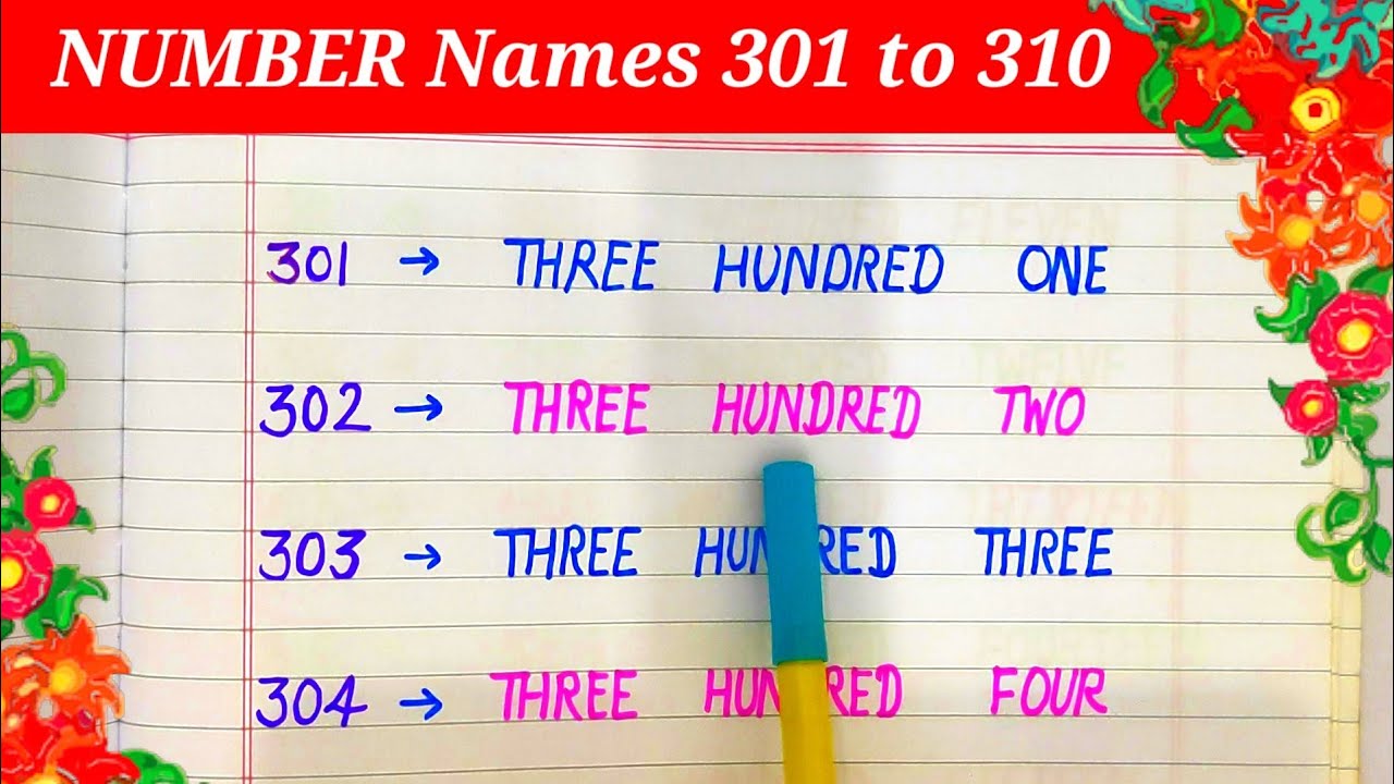 number names 301 to 310 in English। 301 to 310 number names। number ...