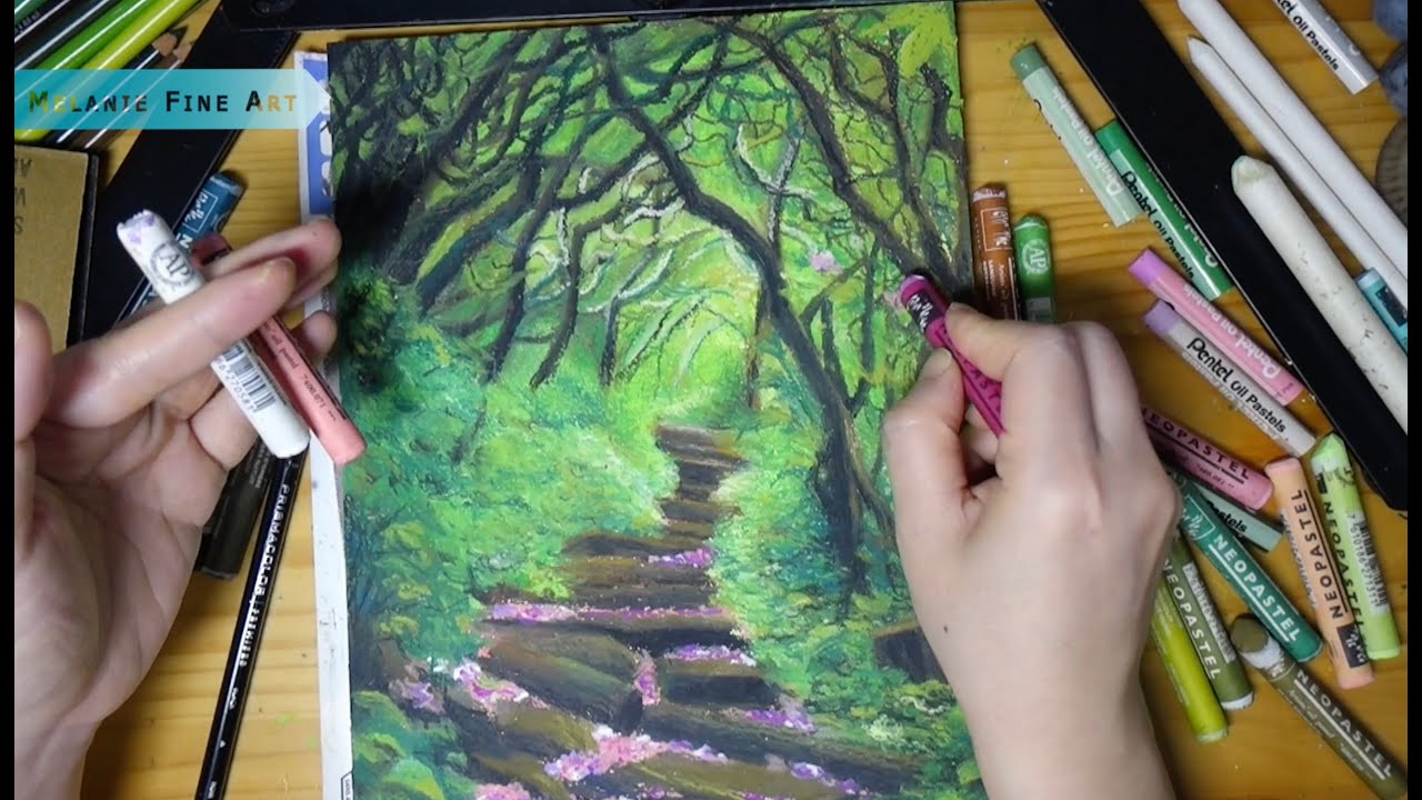Oil Pastel forest landscape - YouTube