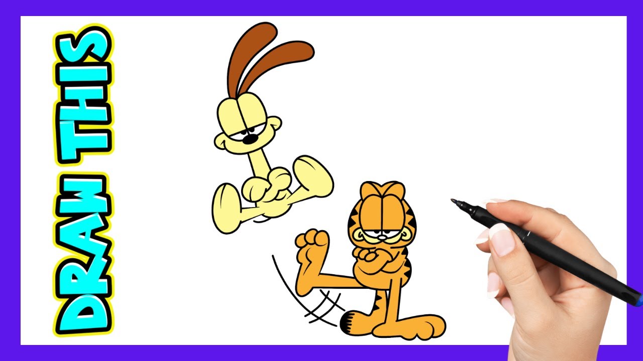 How to draw Garfield kicking Odie - YouTube