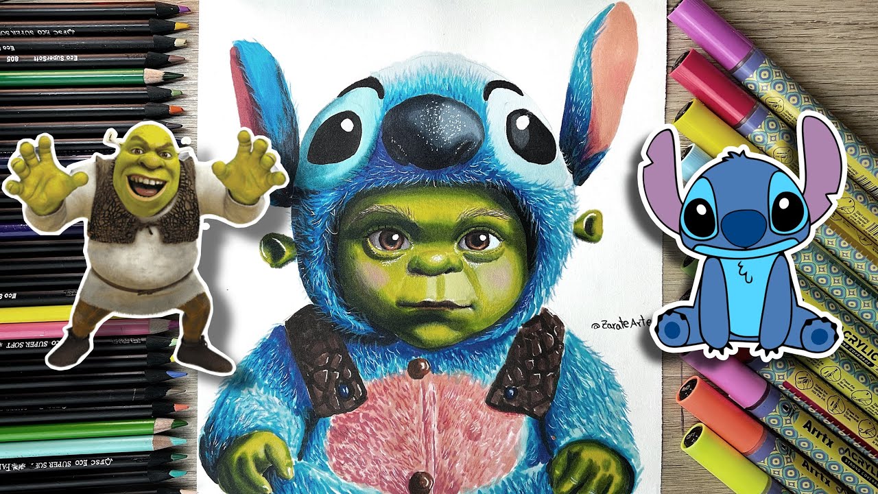 Dibujando a SHREK con PIJAMA de STITCH - YouTube