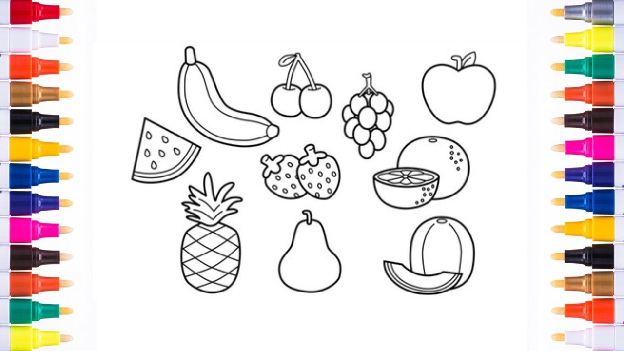 MEWARNAI BUAH-BUAHAN. COLORING FRUITS. #coloring #mewarnai # ...