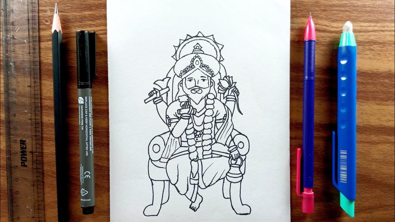 How To Draw Vishwakarma Bhagwan | Step By Step For beginners - YouTube