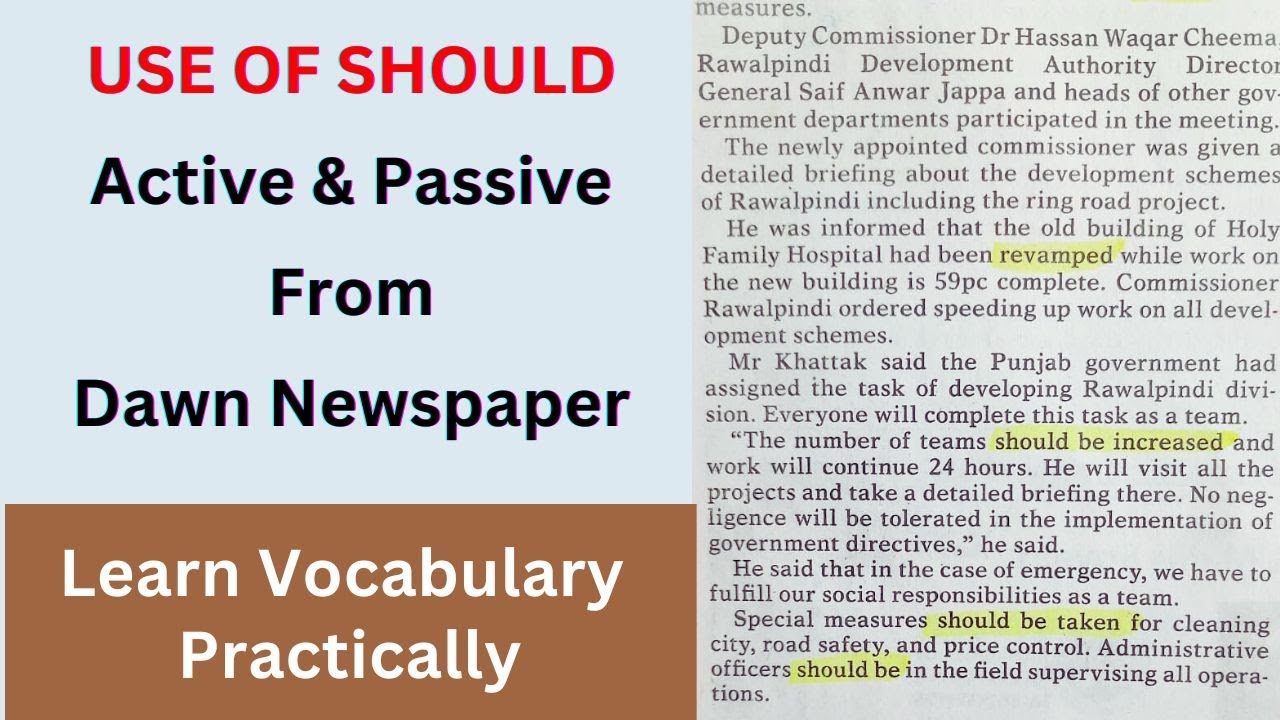 Use of Should Active & Passive from Dawn Newspaper - YouTube
