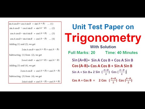 Unit test Paper on Trigonometry with Solution || Optional Maths Grade ...
