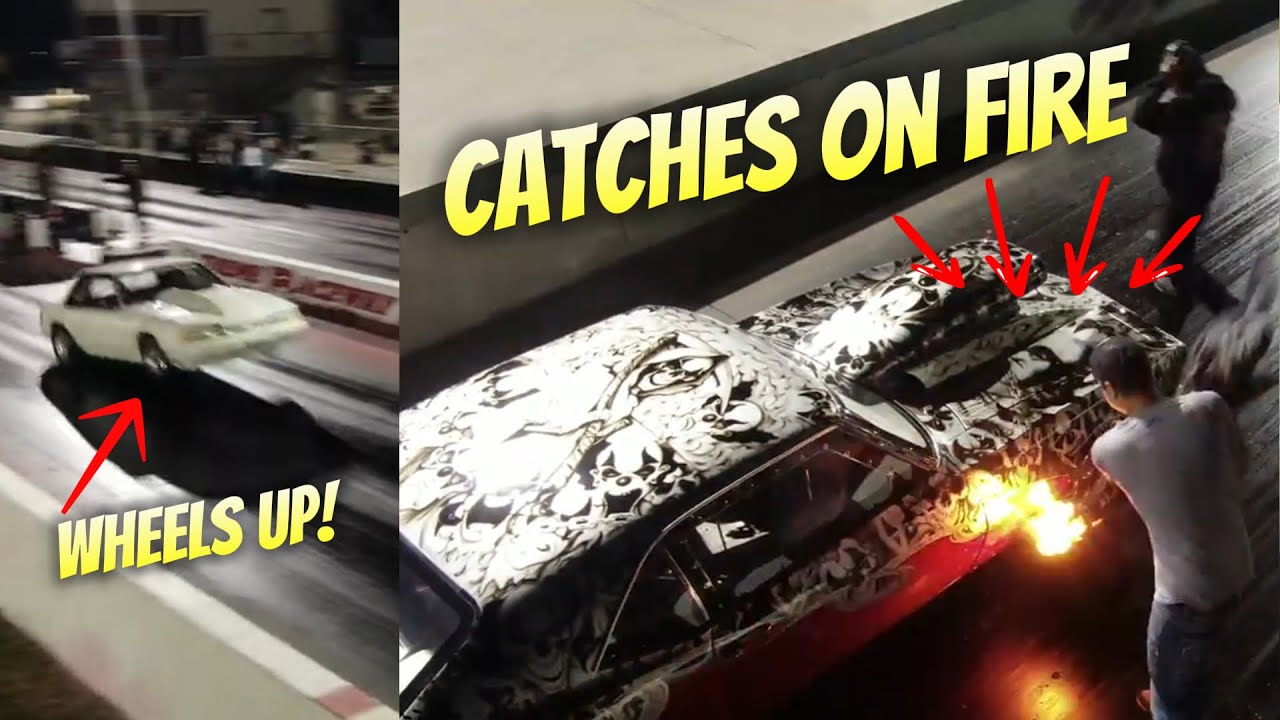 X Pill Mustang Almost Hit Wall | Travis Orr Clown Camaro Catches Fire ...