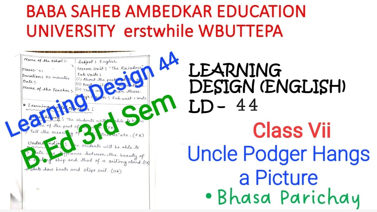 Learning Design 44|BSAEU|WBUTTEPA|BHASA PARICHAY|English|B.Ed 3rd Sem ...