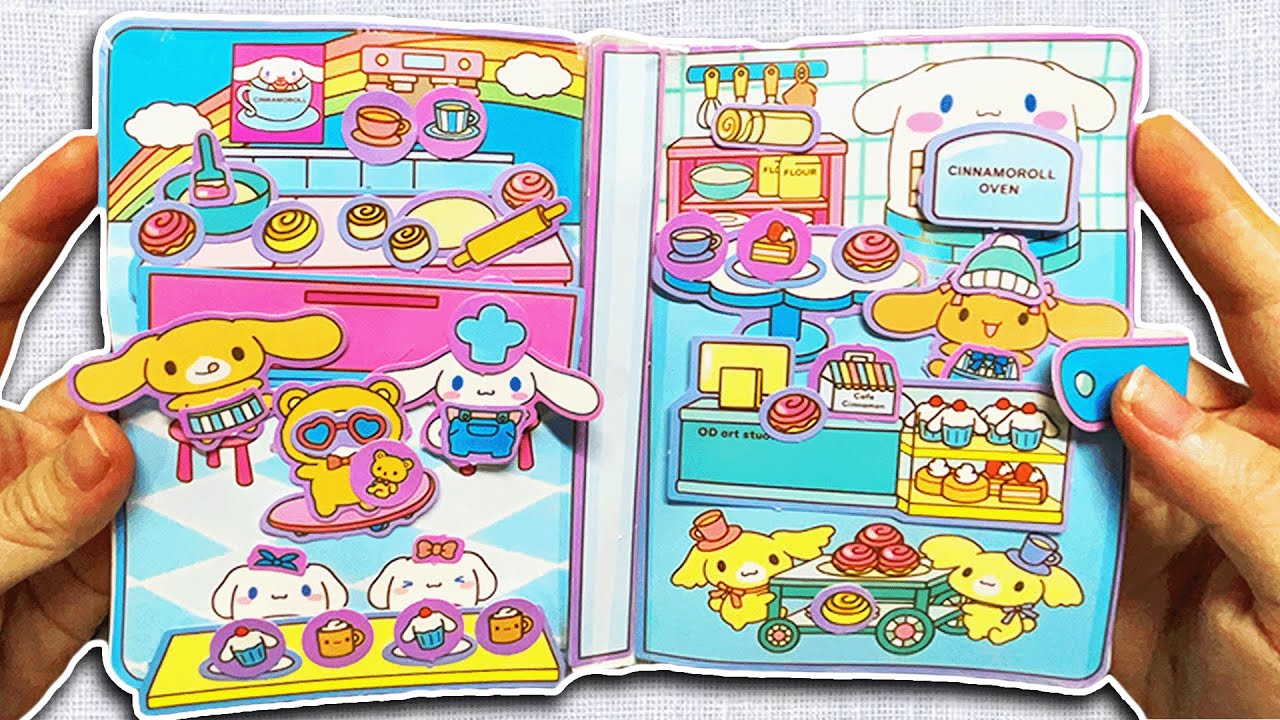 [paperdiy] Cinnamoroll Cafe ASMR | MINI PAPER BOOK | SQUISHY (Quiet ...