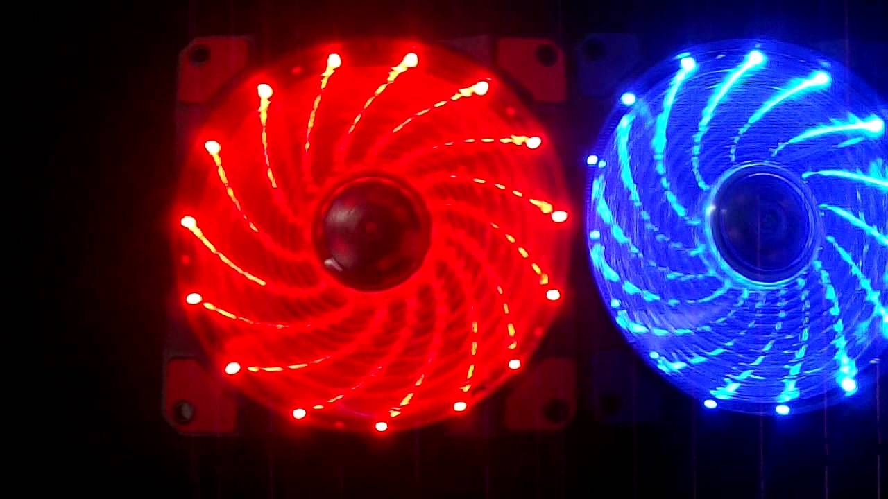 12cm fan with 15 blue & red led - YouTube