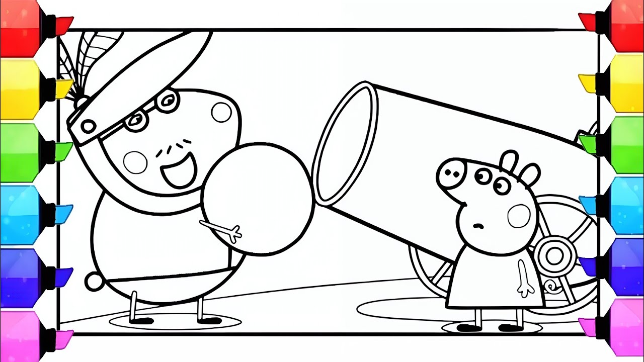 Peppa Pig Drawing Painting and Coloring Pages for Kids, Toddlers | How ...