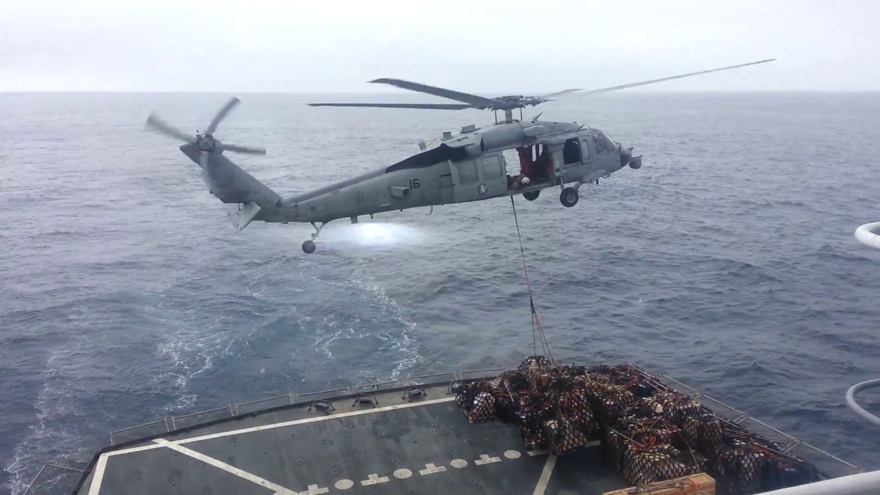 Helicopter operations ~ Vertical Underway Replenishment ~ Vertrep # ...