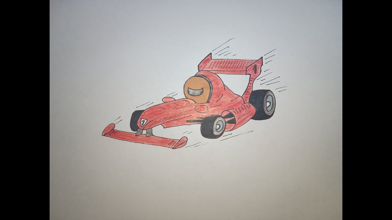 How to draw a racecar - YouTube