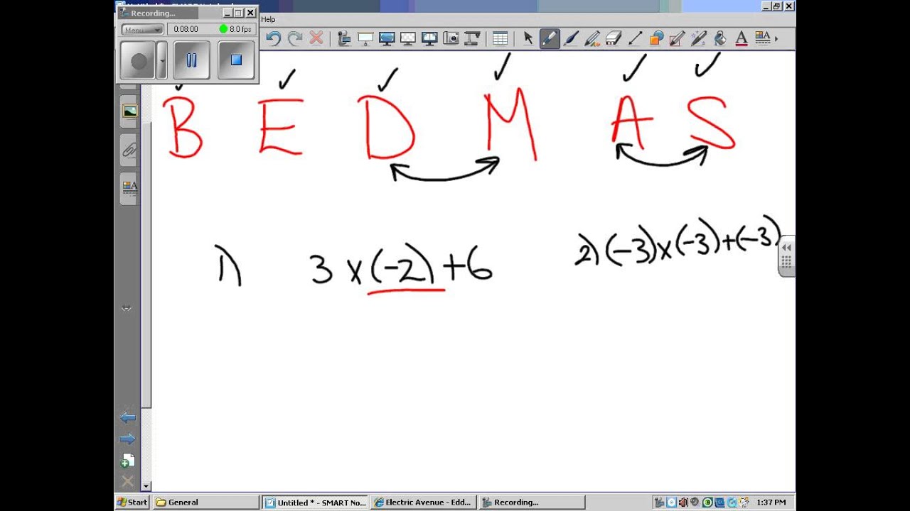 Multiplying and dividing integers rule, then BEDMAS - YouTube