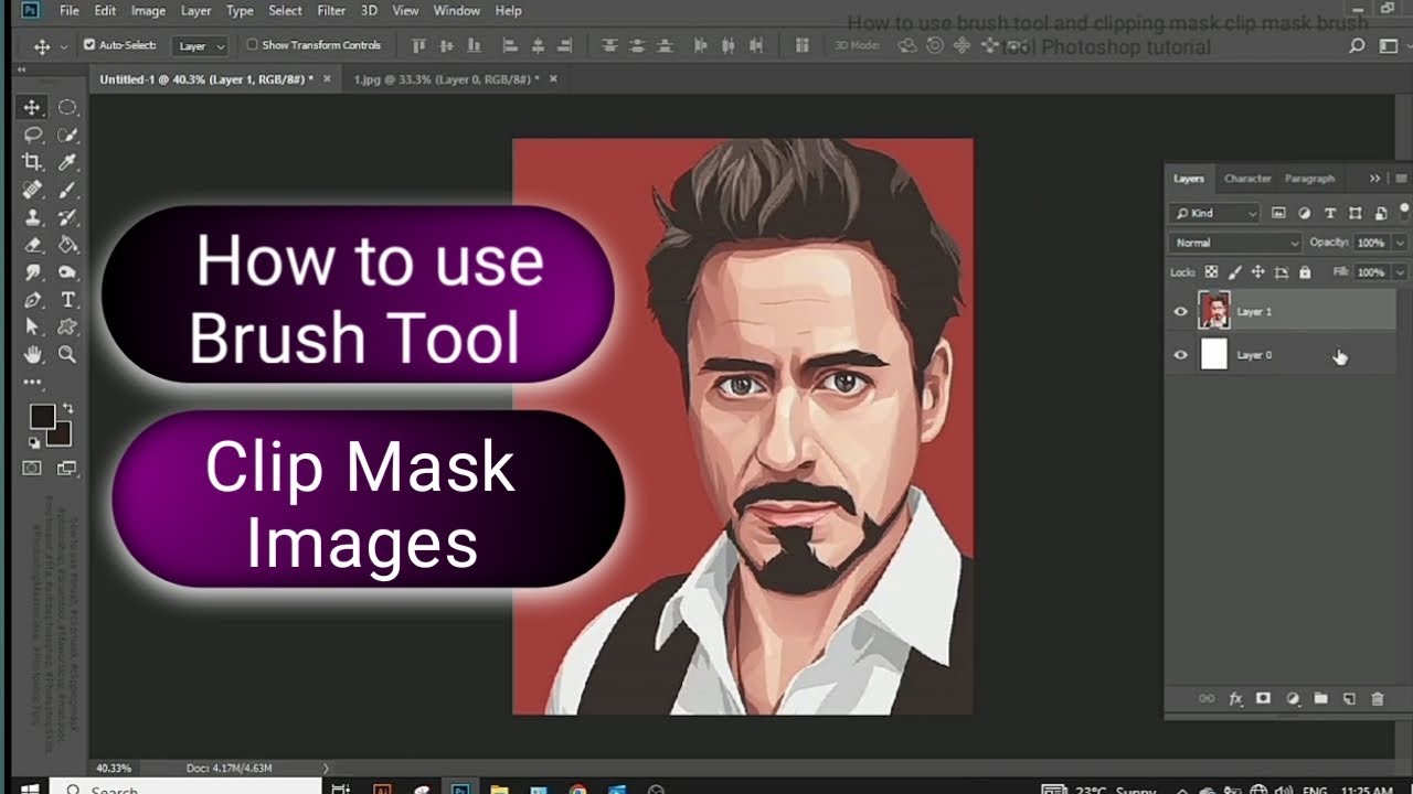How to use brush tool | clipping mask on images | clip mask | brush ...