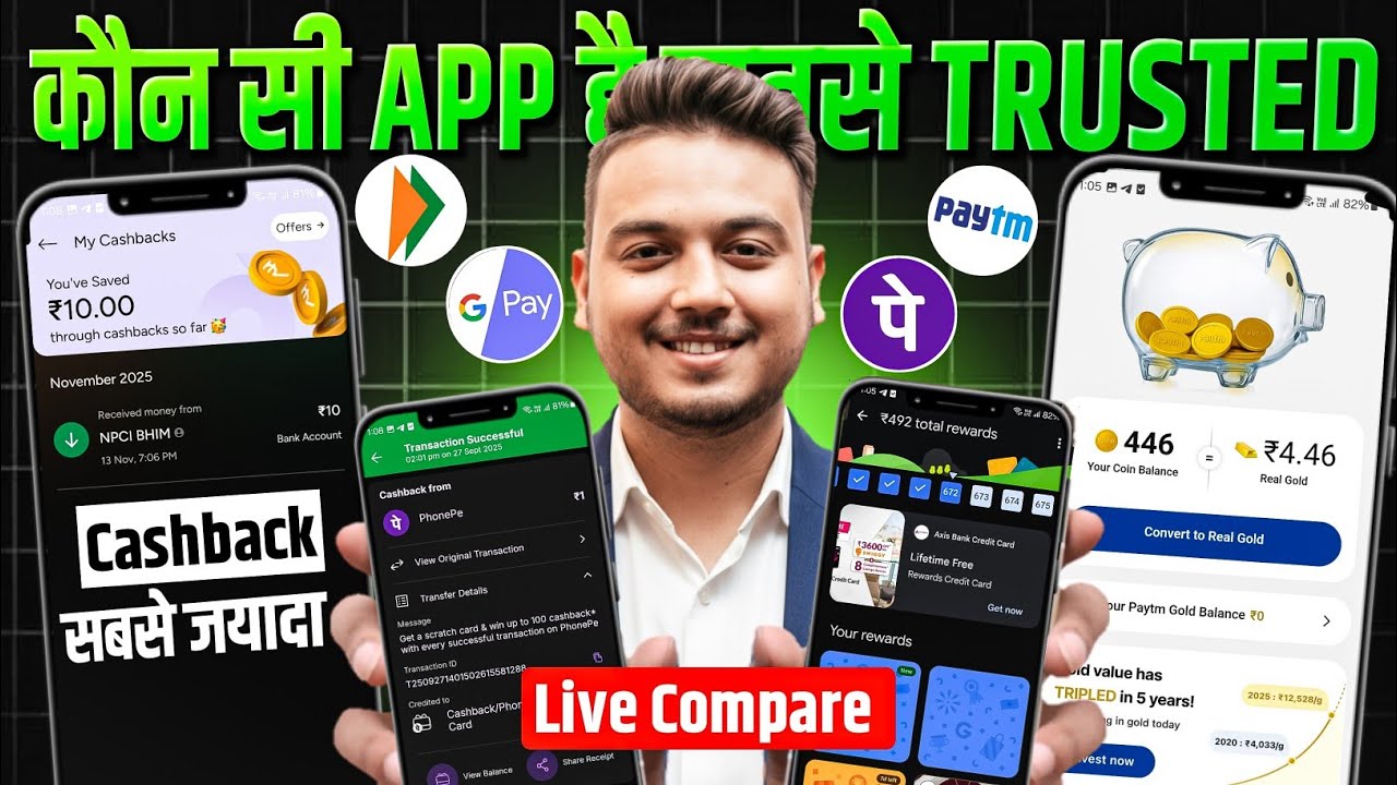 Paytm Vs GPay Vs PhonePe Vs BHIM Best UPI Payment App in india | Sabse ...