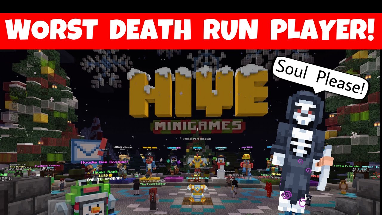 WORST Death Player in Death Run Minecraft Hive MiniGames - YouTube