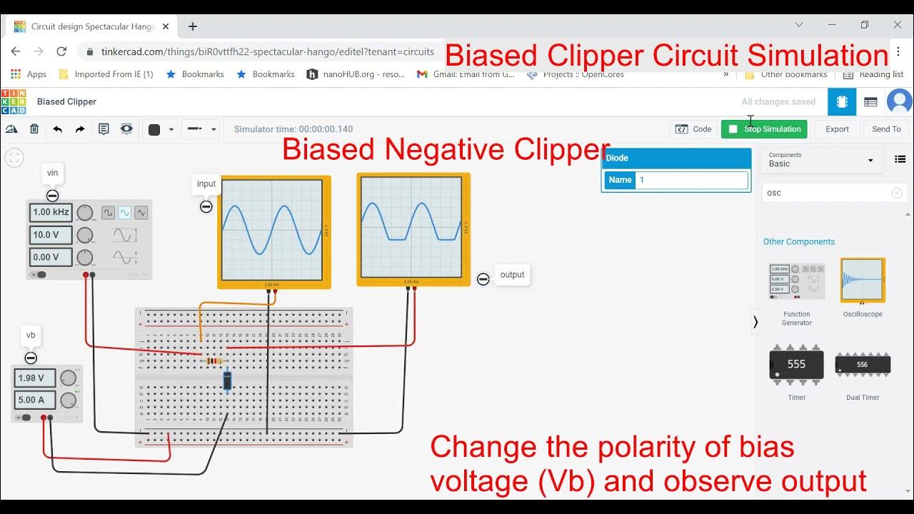 Clipper Circuit Simulation (in TinkerCAD) | Biased Clipper | Positive ...