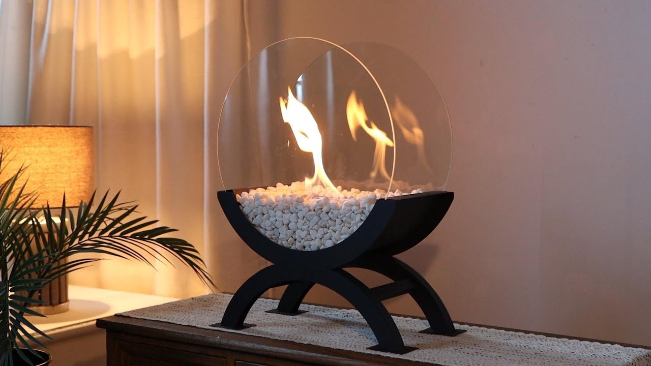 Large Tabletop Fireplace 48cm H Bio Ethanol Firepit Glass Fire Bowl Pot ...