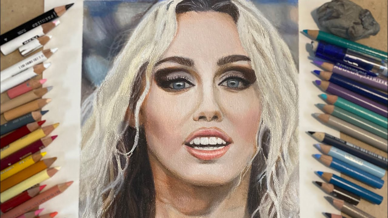 Colored Pencil Drawing of Miley Cyrus (Speed Drawing) - YouTube