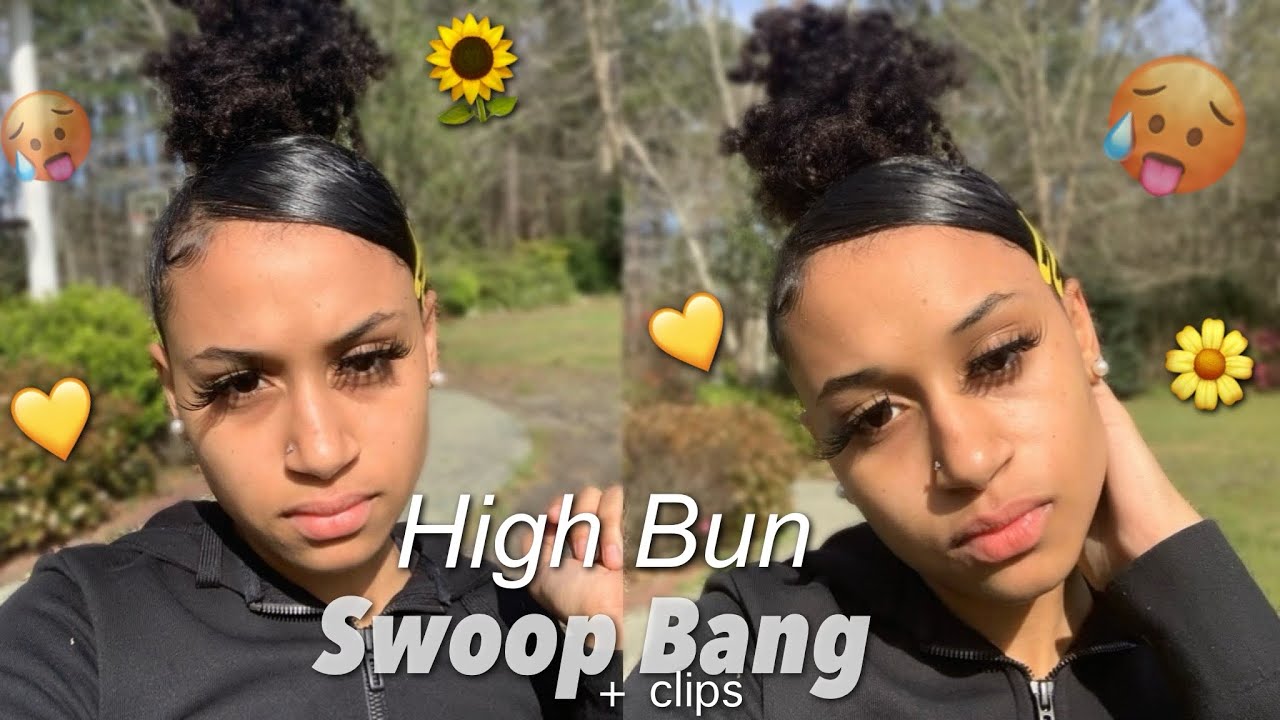 HIGH BUN W/ SWOOP BANG ON NATURAL HAIR 🥵🤯 - YouTube